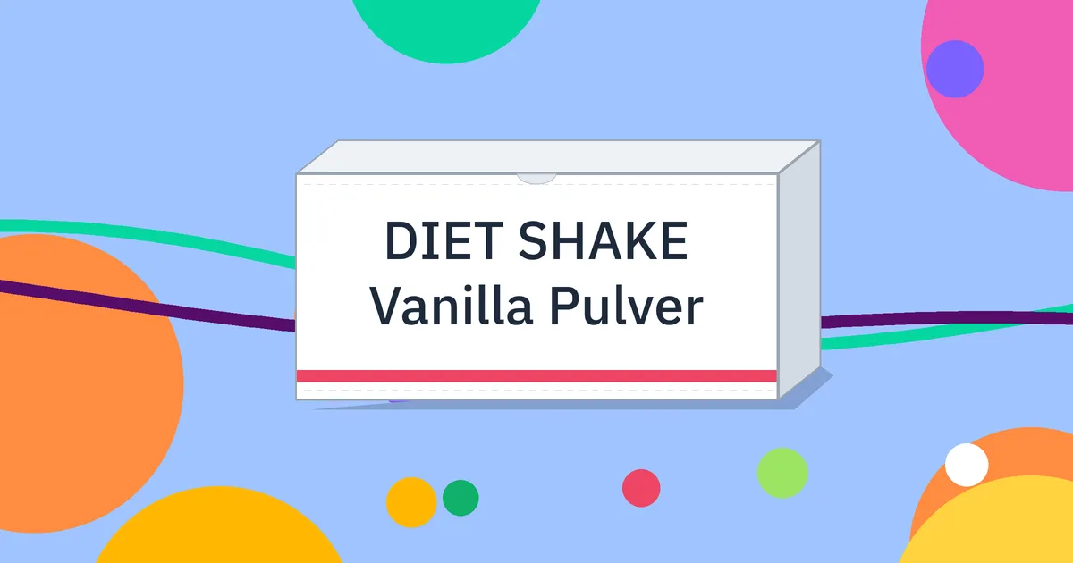 Symbolbild: Packung mit der Aufschrift DIET SHAKE Vanilla Pulver (PZN 10527547) – Verfügbarkeit und Bezug in Apotheken in Frankfurt am Main