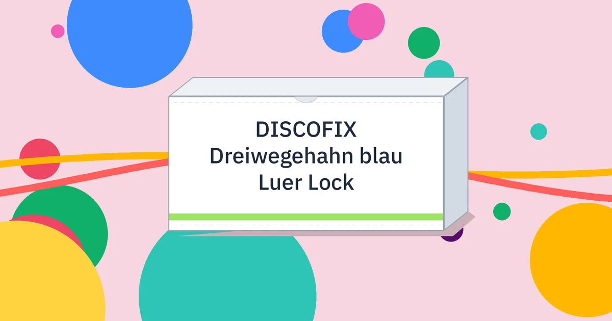 Symbolbild: Packung mit der Aufschrift DISCOFIX Dreiwegehahn blau Luer Lock (PZN 16838745) – Verfügbarkeit und Bezug in Apotheken in Frankfurt am Main