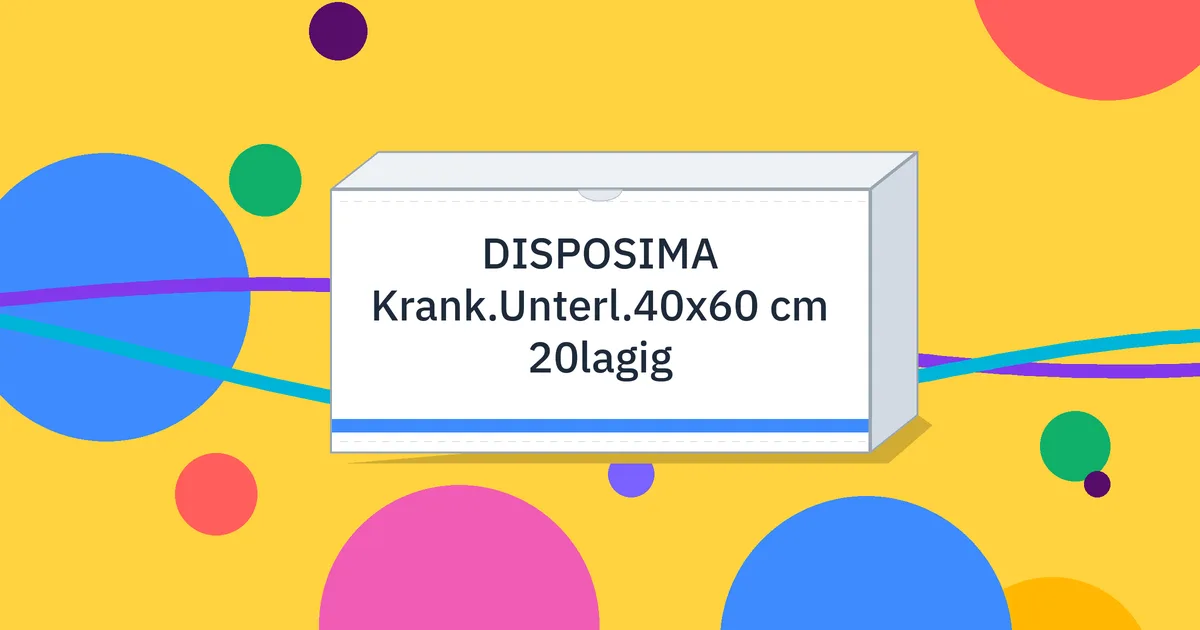 Symbolbild: Packung mit der Aufschrift DISPOSIMA Krank.Unterl.40x60 cm 20lagig (PZN 01450892) – Verfügbarkeit und Bezug in Apotheken in Frankfurt am Main
