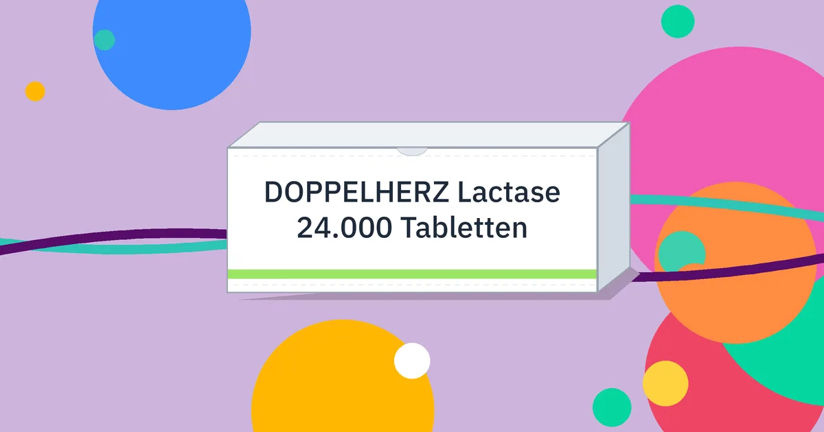Symbolbild: Packung mit der Aufschrift DOPPELHERZ Lactase 24.000 Tabletten (PZN 19122935) – Verfügbarkeit und Bezug in Apotheken in Frankfurt am Main