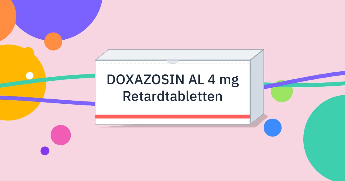 Symbolbild: Packung mit der Aufschrift DOXAZOSIN AL 4 mg Retardtabletten (PZN 03080169) – Verfügbarkeit und Bezug in Apotheken in Frankfurt am Main
