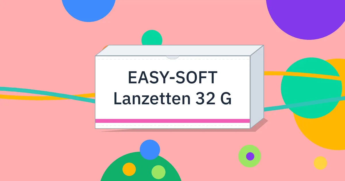 Symbolbild: Packung mit der Aufschrift EASY-SOFT Lanzetten 32 G (PZN 20329179) – Verfügbarkeit und Bezug in Apotheken in Frankfurt am Main