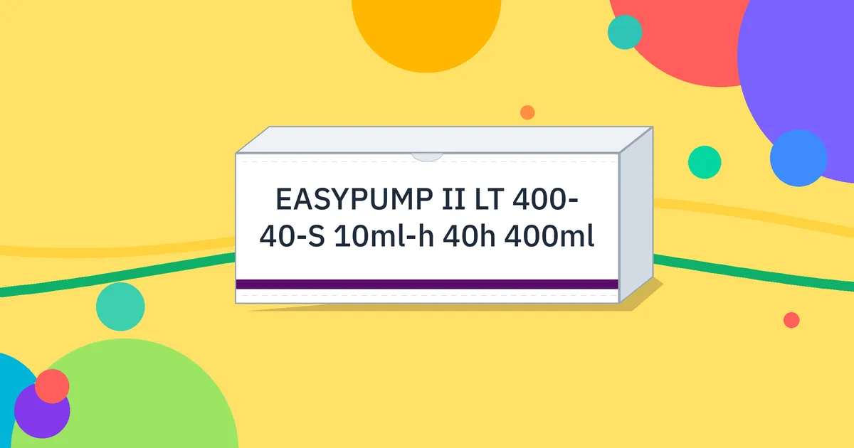 Symbolbild: Packung mit der Aufschrift EASYPUMP II LT 400-40-S 10ml-h 40h 400ml (PZN 20188359) – Verfügbarkeit und Bezug in Apotheken in Frankfurt am Main