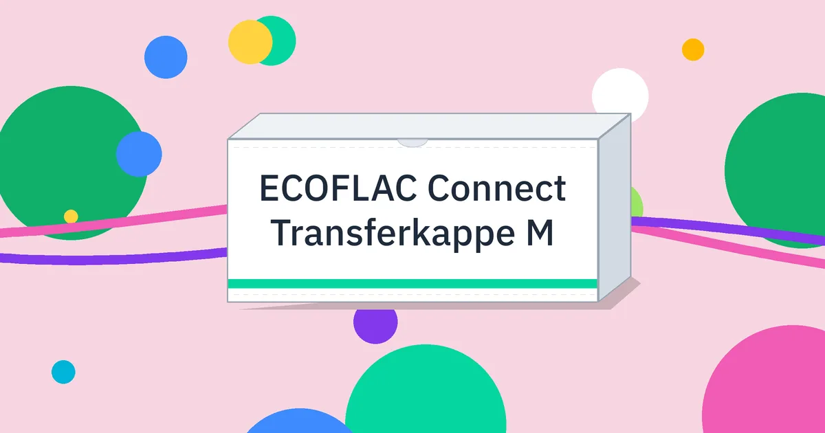 Symbolbild: Packung mit der Aufschrift ECOFLAC Connect Transferkappe M (PZN 05143276) – Verfügbarkeit und Bezug in Apotheken in Frankfurt am Main