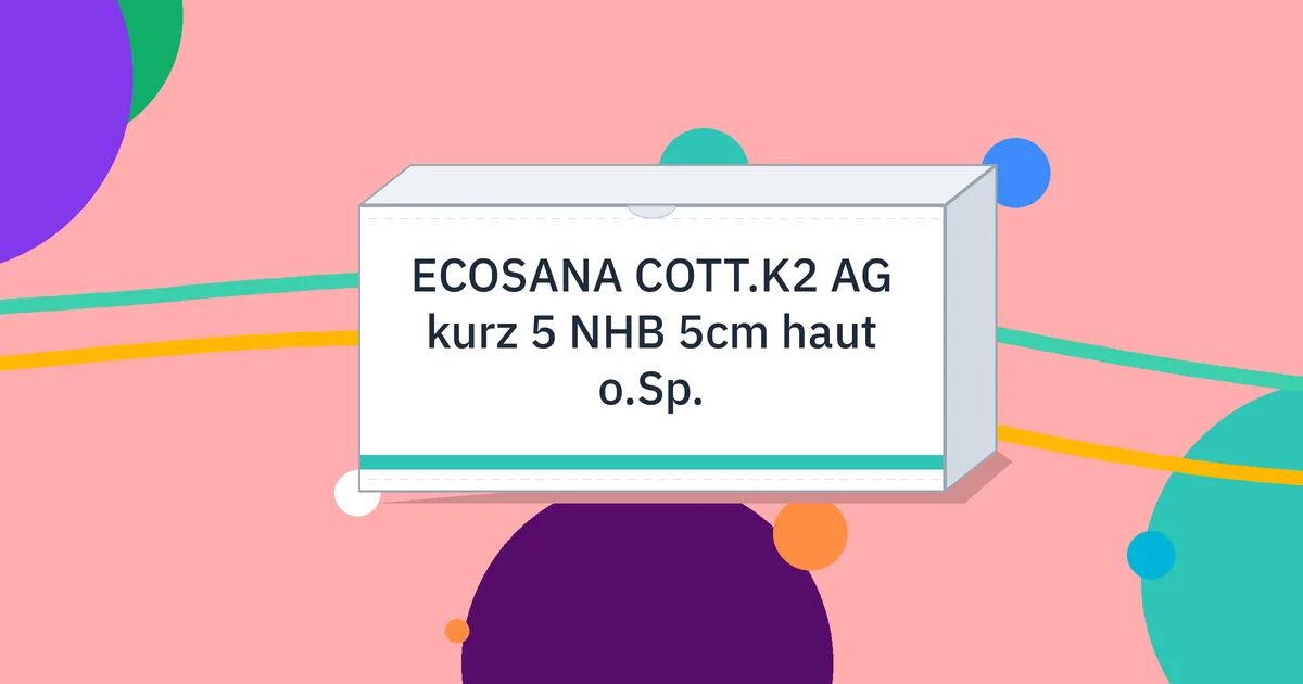Symbolbild: Packung mit der Aufschrift ECOSANA COTT.K2 AG kurz 5 NHB 5cm haut o.Sp. (PZN 16950488) – Verfügbarkeit und Bezug in Apotheken in Frankfurt am Main