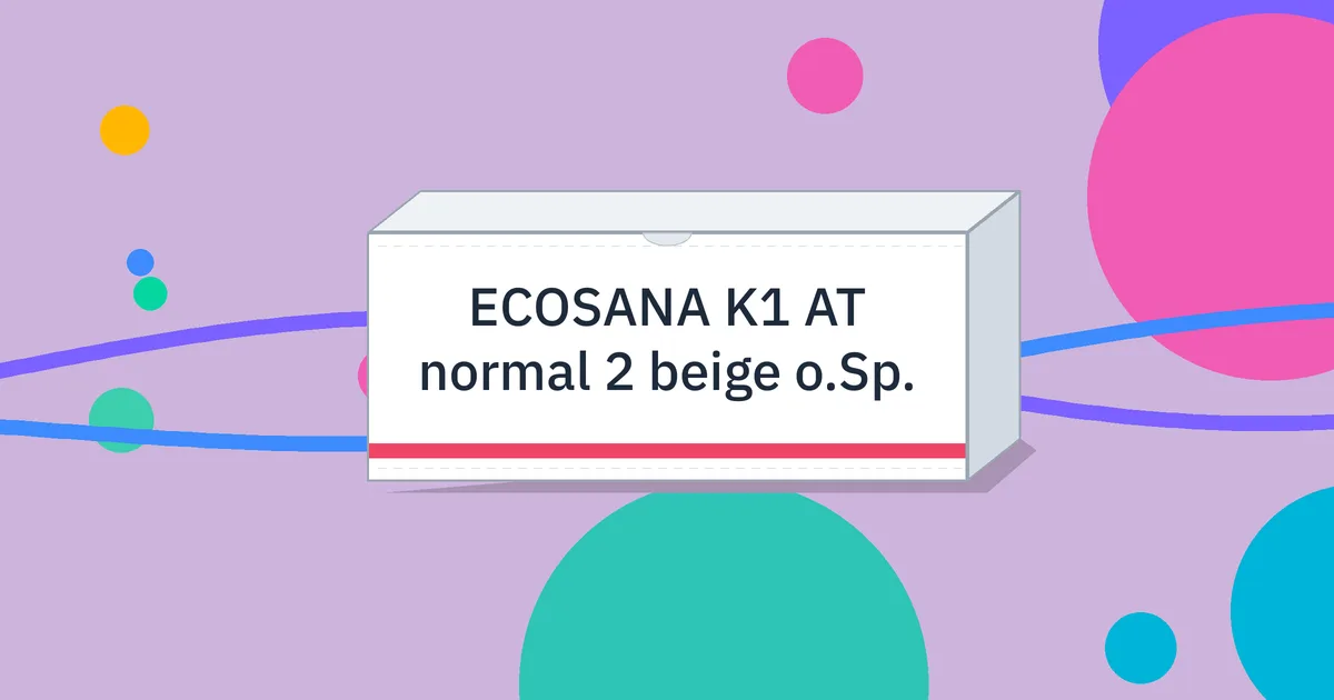 Symbolbild: Packung mit der Aufschrift ECOSANA K1 AT normal 2 beige o.Sp. (PZN 04731373) – Verfügbarkeit und Bezug in Apotheken in Frankfurt am Main