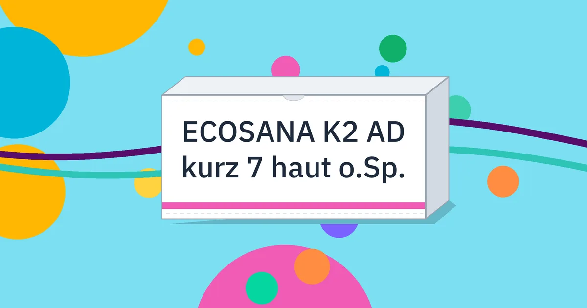 Symbolbild: Packung mit der Aufschrift ECOSANA K2 AD kurz 7 haut o.Sp. (PZN 01361935) – Verfügbarkeit und Bezug in Apotheken in Frankfurt am Main