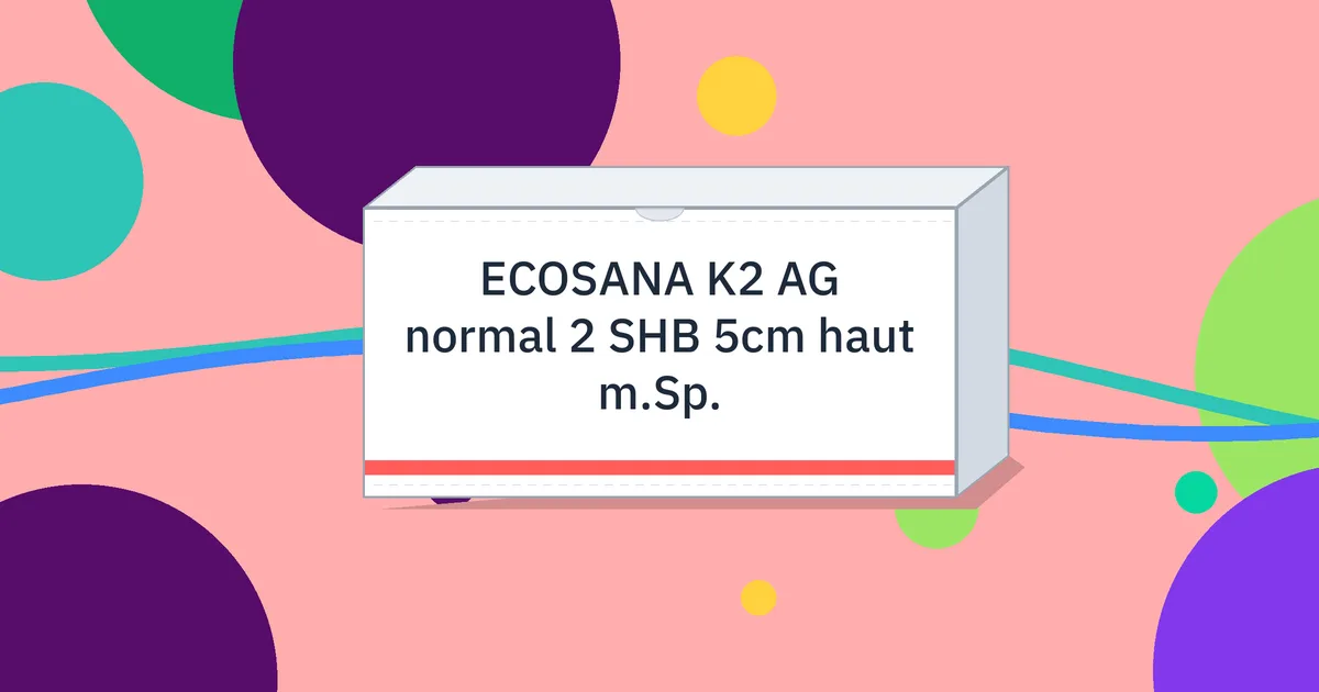 Symbolbild: Packung mit der Aufschrift ECOSANA K2 AG normal 2 SHB 5cm haut m.Sp. (PZN 01394998) – Verfügbarkeit und Bezug in Apotheken in Frankfurt am Main
