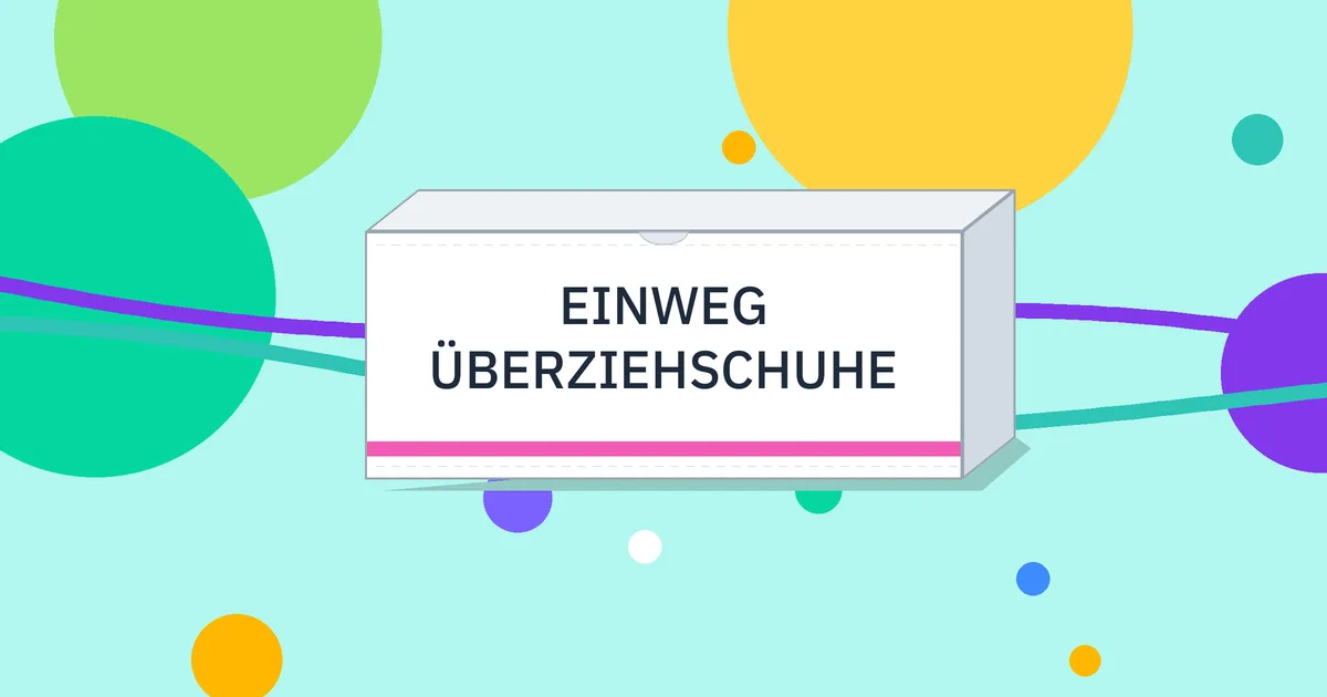 Symbolbild: Packung mit der Aufschrift EINWEG ÜBERZIEHSCHUHE (PZN 09389301) – Verfügbarkeit und Bezug in Apotheken in Frankfurt am Main