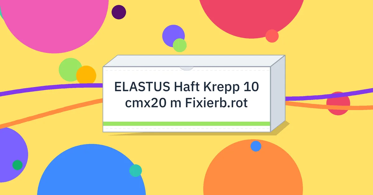 Symbolbild: Packung mit der Aufschrift ELASTUS Haft Krepp 10 cmx20 m Fixierb.rot (PZN 02741864) – Verfügbarkeit und Bezug in Apotheken in Frankfurt am Main