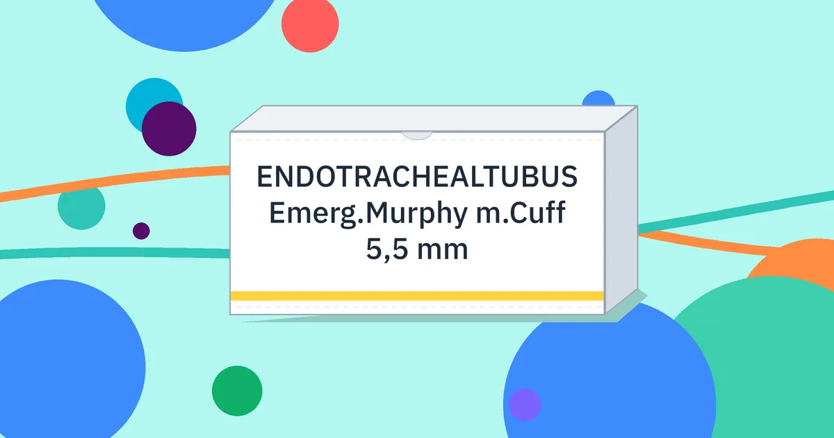 Symbolbild: Packung mit der Aufschrift ENDOTRACHEALTUBUS Emerg.Murphy m.Cuff 5,5 mm (PZN 07220147) – Verfügbarkeit und Bezug in Apotheken in Frankfurt am Main