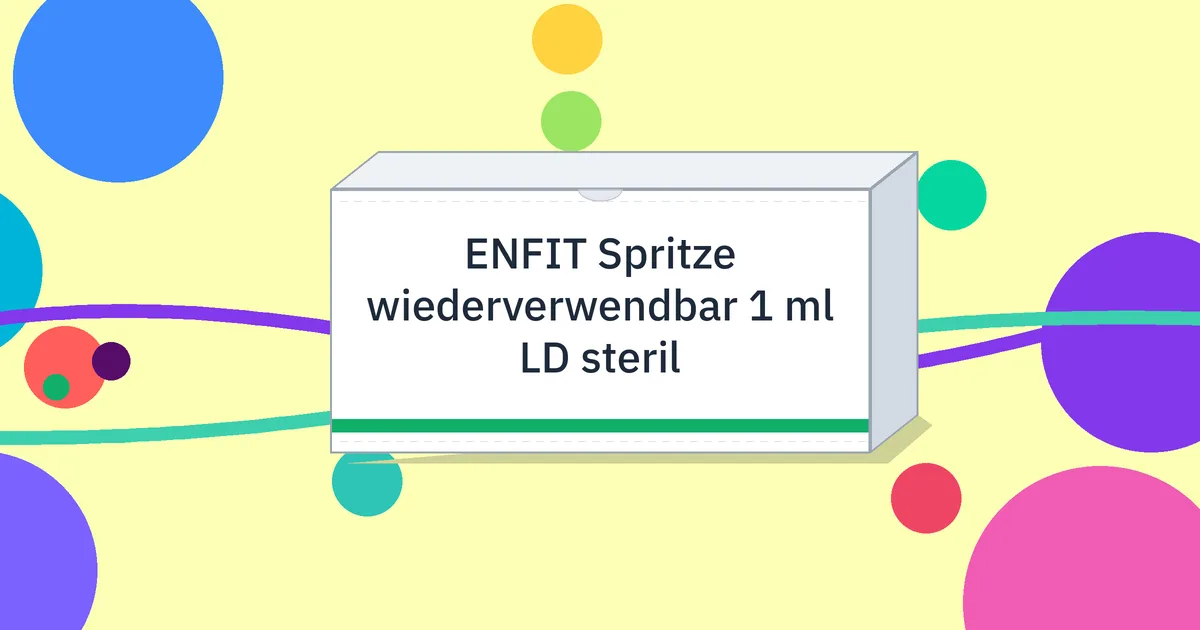 Symbolbild: Packung mit der Aufschrift ENFIT Spritze wiederverwendbar 1 ml LD steril (PZN 17444942) – Verfügbarkeit und Bezug in Apotheken in Frankfurt am Main
