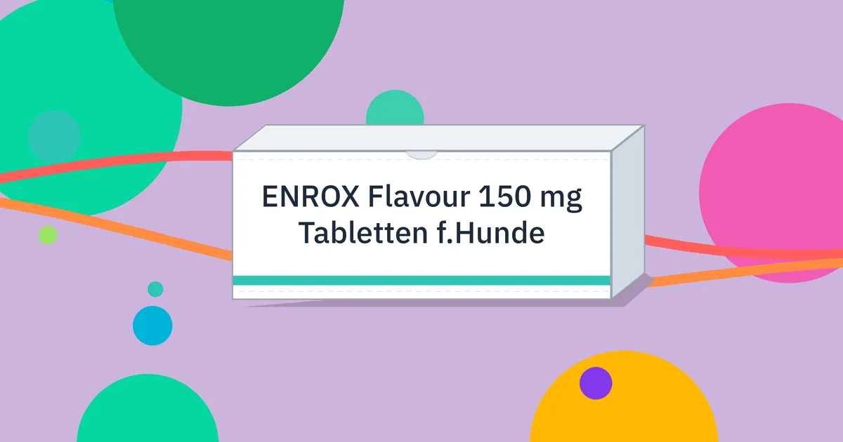 Symbolbild: Packung mit der Aufschrift ENROX Flavour 150 mg Tabletten f.Hunde (PZN 05481671) – Verfügbarkeit und Bezug in Apotheken in Frankfurt am Main
