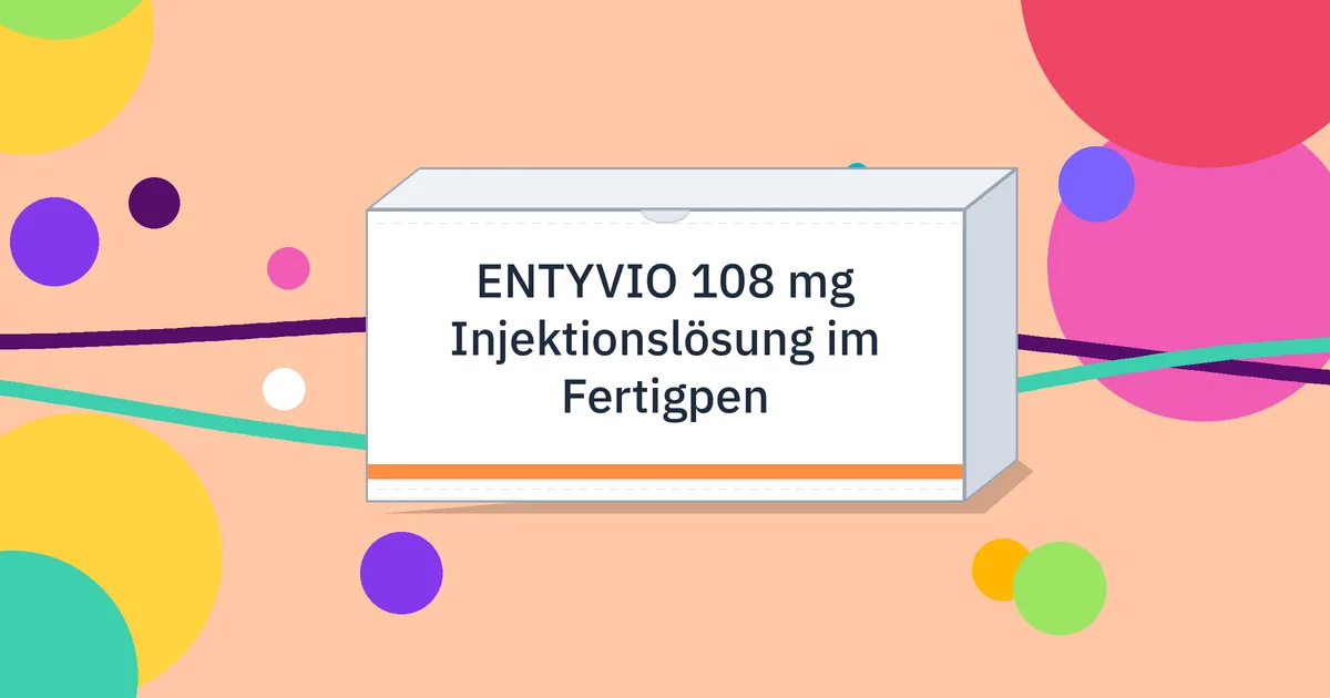 Symbolbild: Packung mit der Aufschrift ENTYVIO 108 mg Injektionslösung im Fertigpen (PZN 17822522) – Verfügbarkeit und Bezug in Apotheken in Frankfurt am Main