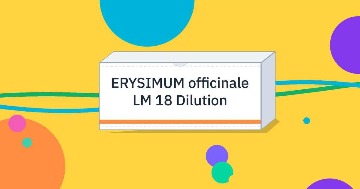 Symbolbild: Packung mit der Aufschrift ERYSIMUM officinale LM 18 Dilution (PZN 13479547) – Verfügbarkeit und Bezug in Apotheken in Frankfurt am Main