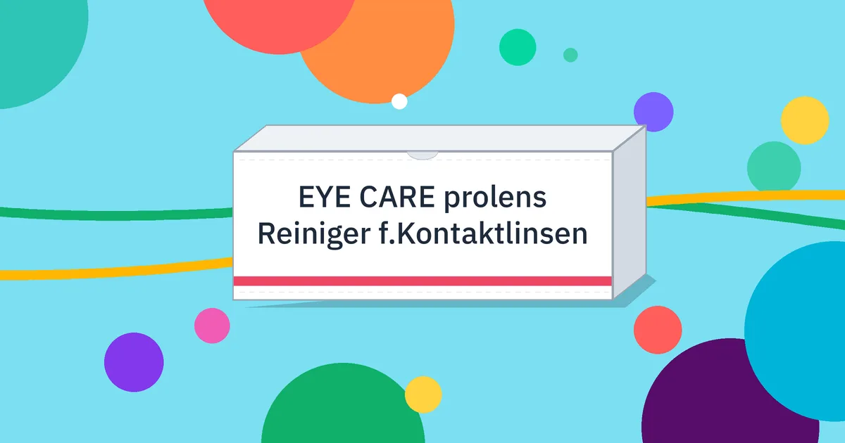 Symbolbild: Packung mit der Aufschrift EYE CARE prolens Reiniger f.Kontaktlinsen (PZN 19254016) – Verfügbarkeit und Bezug in Apotheken in Frankfurt am Main