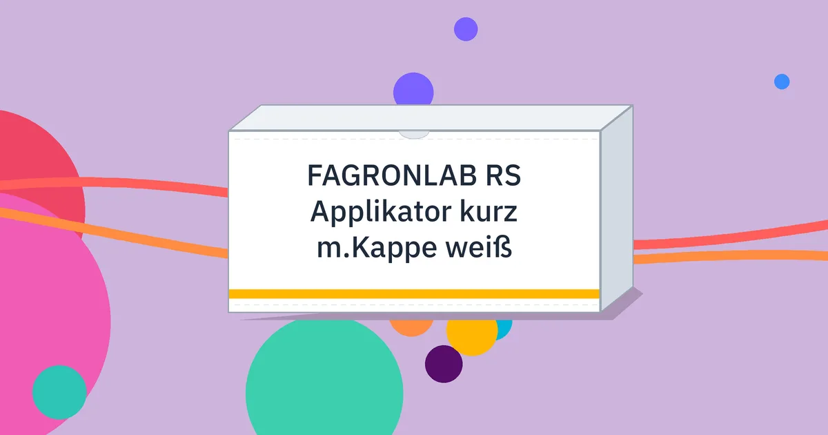 Symbolbild: Packung mit der Aufschrift FAGRONLAB RS Applikator kurz m.Kappe weiß (PZN 20912393) – Verfügbarkeit und Bezug in Apotheken in Frankfurt am Main