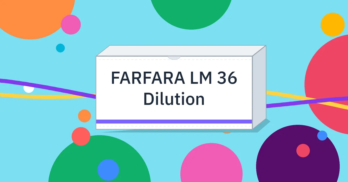 Symbolbild: Packung mit der Aufschrift FARFARA LM 36 Dilution (PZN 13487624) – Verfügbarkeit und Bezug in Apotheken in Frankfurt am Main