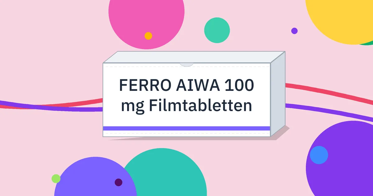 Symbolbild: Packung mit der Aufschrift FERRO AIWA 100 mg Filmtabletten (PZN 15250375) – Verfügbarkeit und Bezug in Apotheken in Frankfurt am Main