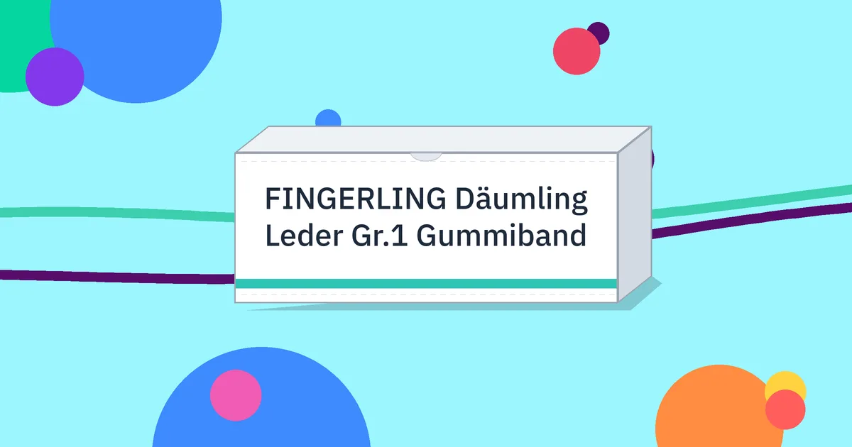 Symbolbild: Packung mit der Aufschrift FINGERLING Däumling Leder Gr.1 Gummiband (PZN 01962310) – Verfügbarkeit und Bezug in Apotheken in Frankfurt am Main