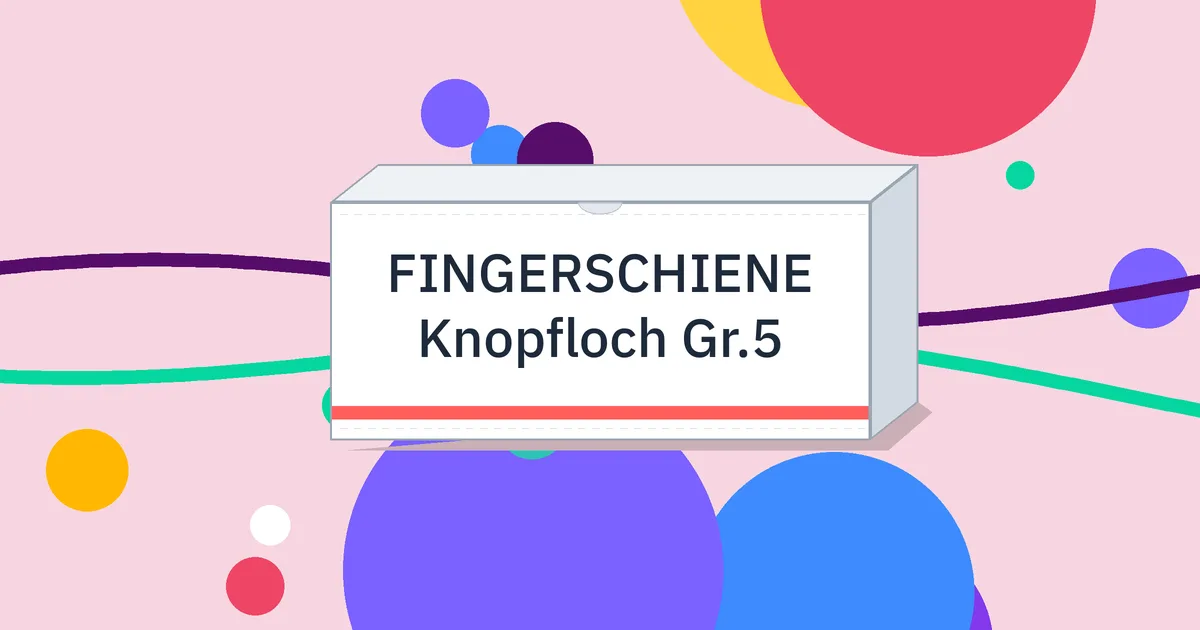 Symbolbild: Packung mit der Aufschrift FINGERSCHIENE Knopfloch Gr.5 (PZN 00638470) – Verfügbarkeit und Bezug in Apotheken in Frankfurt am Main