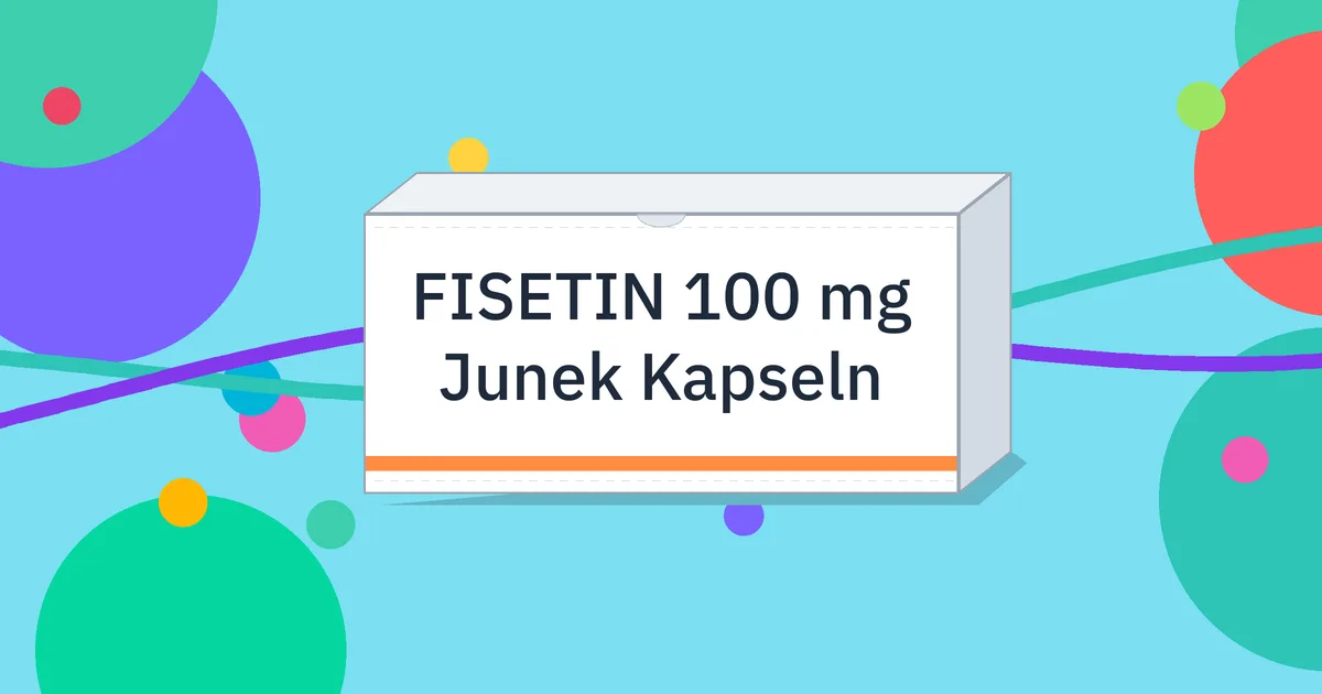 Symbolbild: Packung mit der Aufschrift FISETIN 100 mg Junek Kapseln (PZN 20806739) – Verfügbarkeit und Bezug in Apotheken in Frankfurt am Main