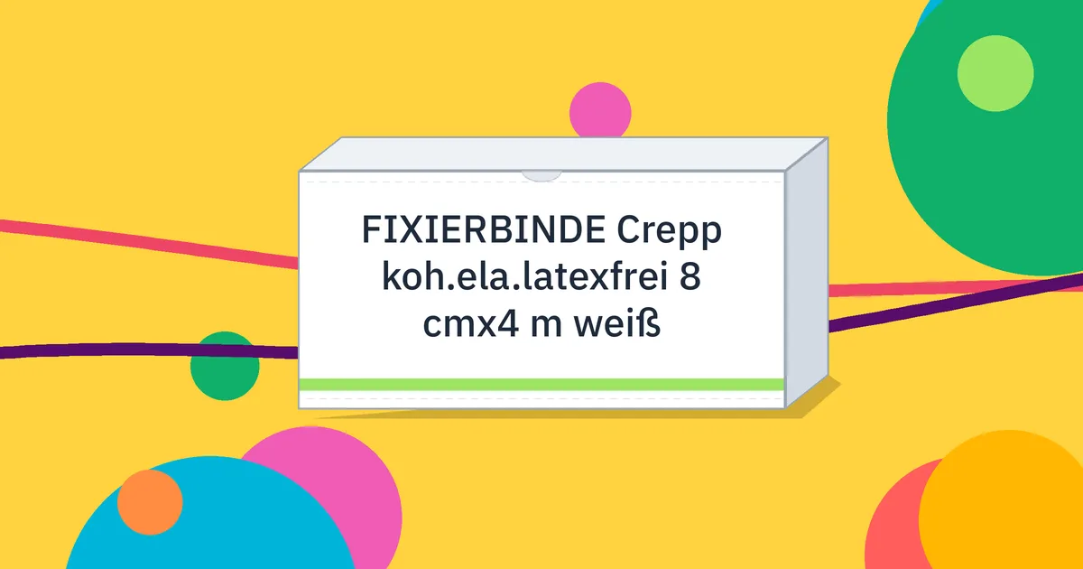 Symbolbild: Packung mit der Aufschrift FIXIERBINDE Crepp koh.ela.latexfrei 8 cmx4 m weiß (PZN 12397801) – Verfügbarkeit und Bezug in Apotheken in Frankfurt am Main