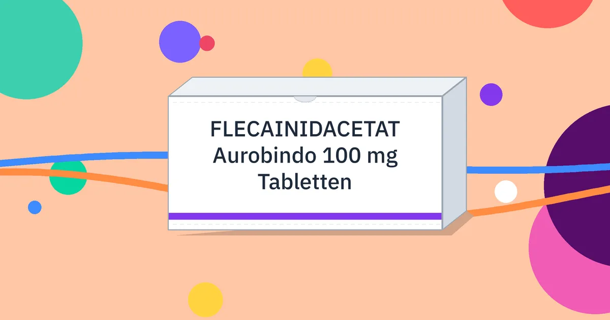 Symbolbild: Packung mit der Aufschrift FLECAINIDACETAT Aurobindo 100 mg Tabletten (PZN 03337444) – Verfügbarkeit und Bezug in Apotheken in Frankfurt am Main
