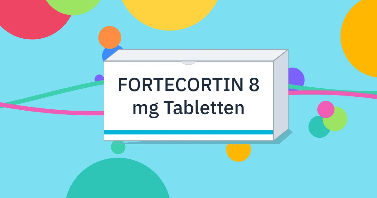 Symbolbild: Packung mit der Aufschrift FORTECORTIN 8 mg Tabletten (PZN 07449944) – Verfügbarkeit und Bezug in Apotheken in Frankfurt am Main