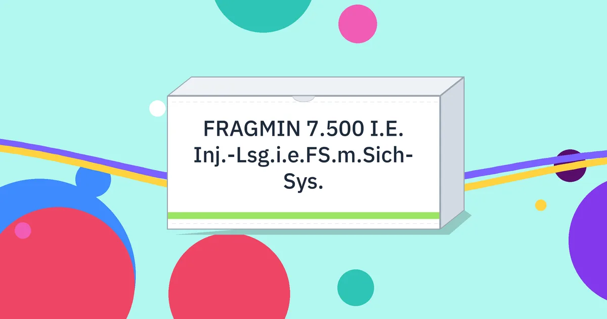 Symbolbild: Packung mit der Aufschrift FRAGMIN 7.500 I.E. Inj.-Lsg.i.e.FS.m.Sich-Sys. (PZN 18338194) – Verfügbarkeit und Bezug in Apotheken in Frankfurt am Main