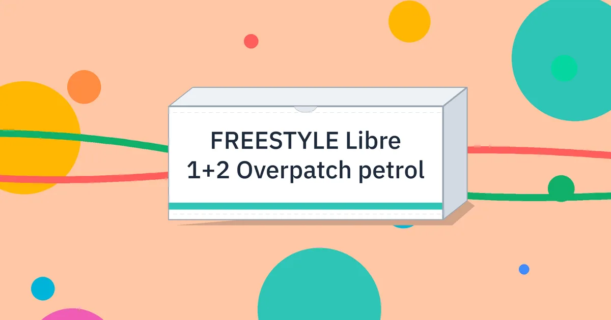 Symbolbild: Packung mit der Aufschrift FREESTYLE Libre 1+2 Overpatch petrol (PZN 19864559) – Verfügbarkeit und Bezug in Apotheken in Frankfurt am Main