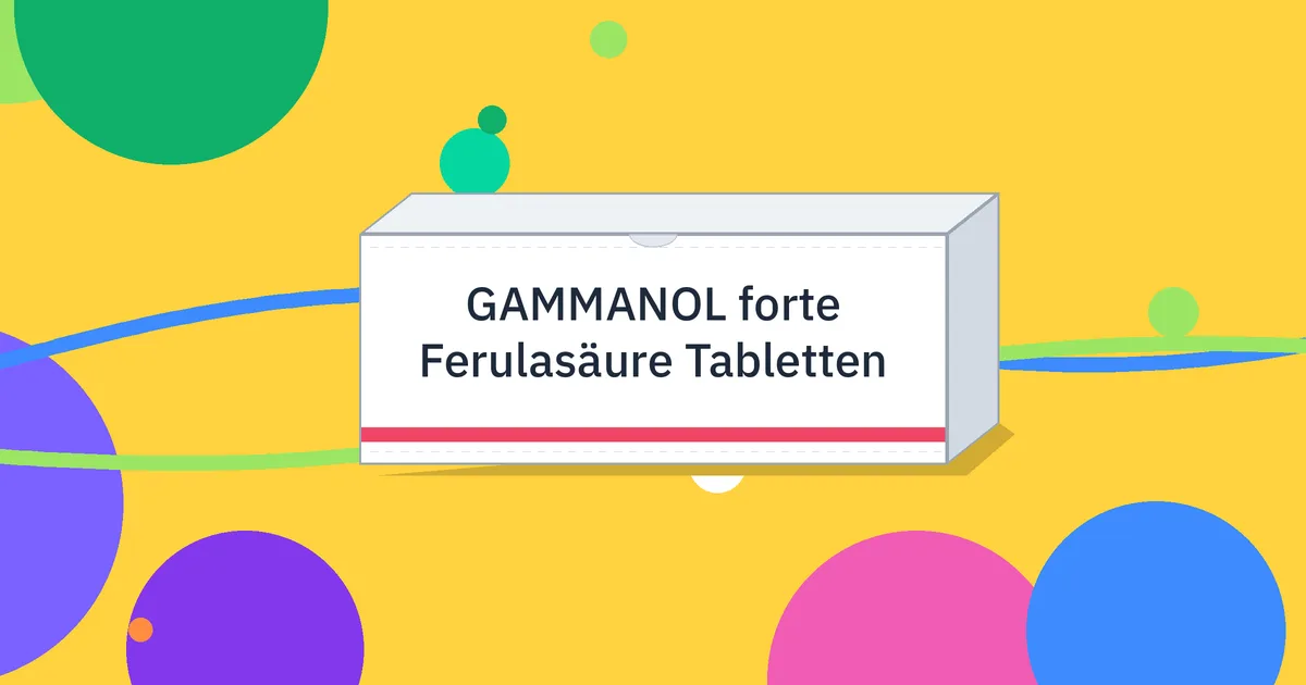 Symbolbild: Packung mit der Aufschrift GAMMANOL forte Ferulasäure Tabletten (PZN 17016206) – Verfügbarkeit und Bezug in Apotheken in Frankfurt am Main