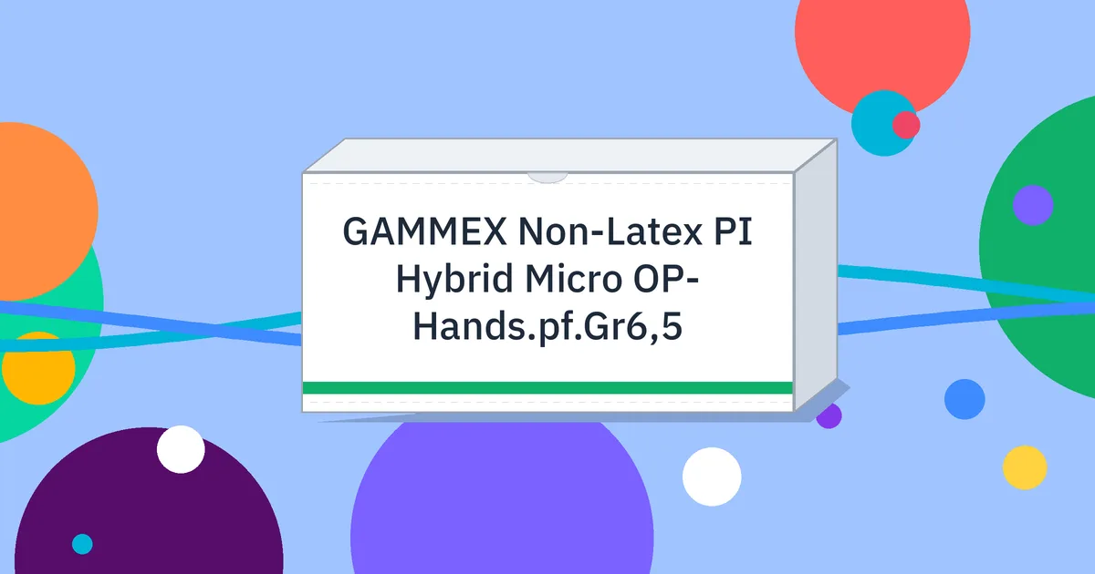 Symbolbild: Packung mit der Aufschrift GAMMEX Non-Latex PI Hybrid Micro OP-Hands.pf.Gr6,5 (PZN 18912629) – Verfügbarkeit und Bezug in Apotheken in Frankfurt am Main