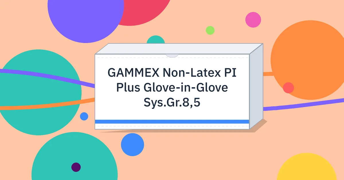 Symbolbild: Packung mit der Aufschrift GAMMEX Non-Latex PI Plus Glove-in-Glove Sys.Gr.8,5 (PZN 18379589) – Verfügbarkeit und Bezug in Apotheken in Frankfurt am Main