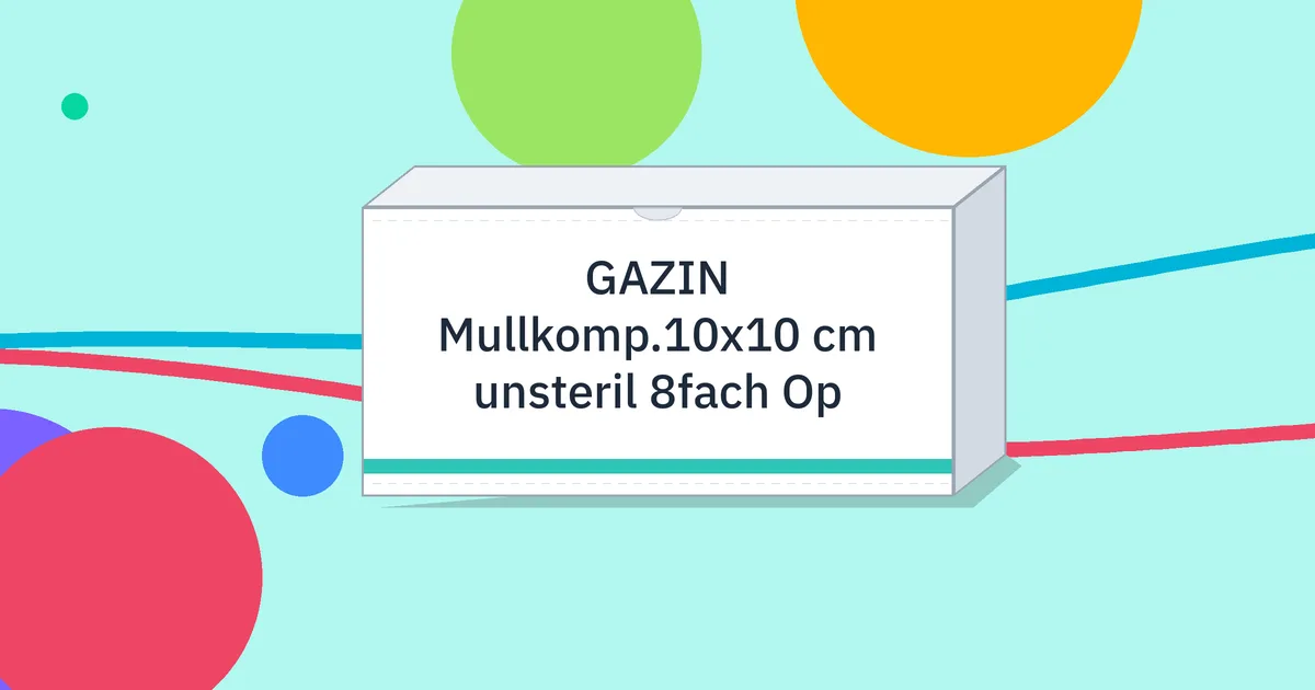 Symbolbild: Packung mit der Aufschrift GAZIN Mullkomp.10x10 cm unsteril 8fach Op (PZN 15378572) – Verfügbarkeit und Bezug in Apotheken in Frankfurt am Main