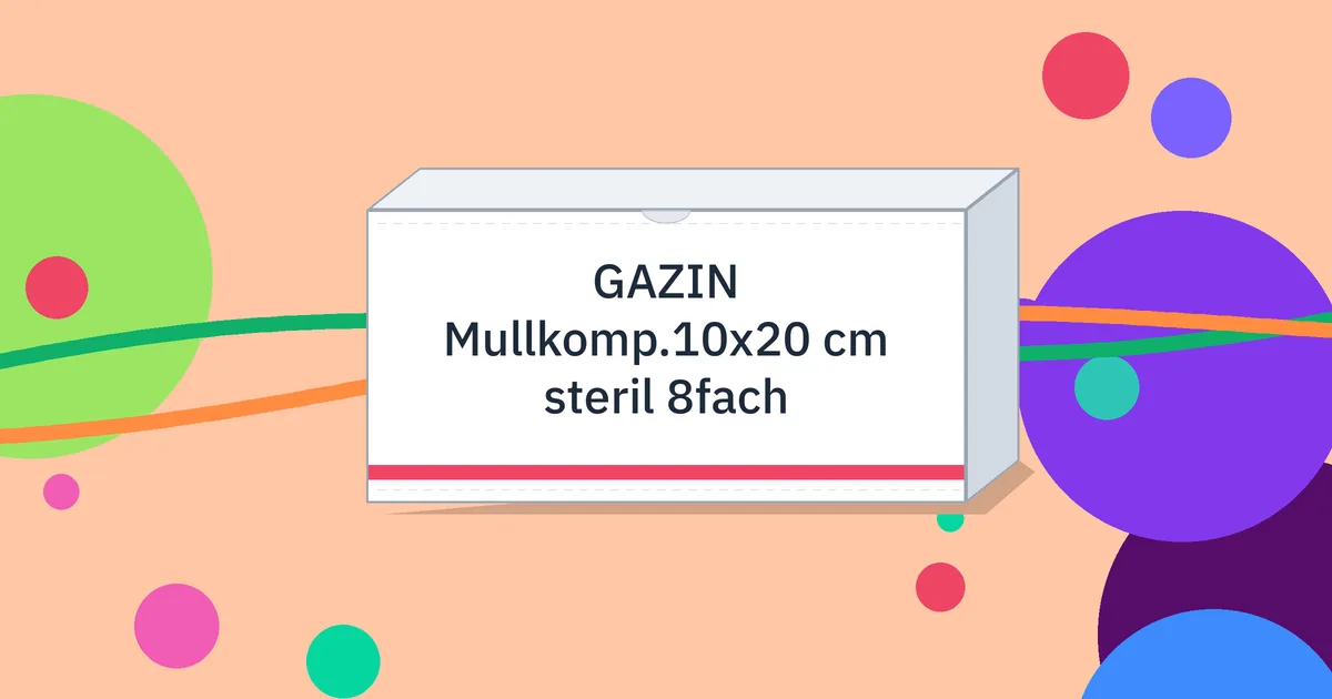 Symbolbild: Packung mit der Aufschrift GAZIN Mullkomp.10x20 cm steril 8fach (PZN 17831900) – Verfügbarkeit und Bezug in Apotheken in Frankfurt am Main