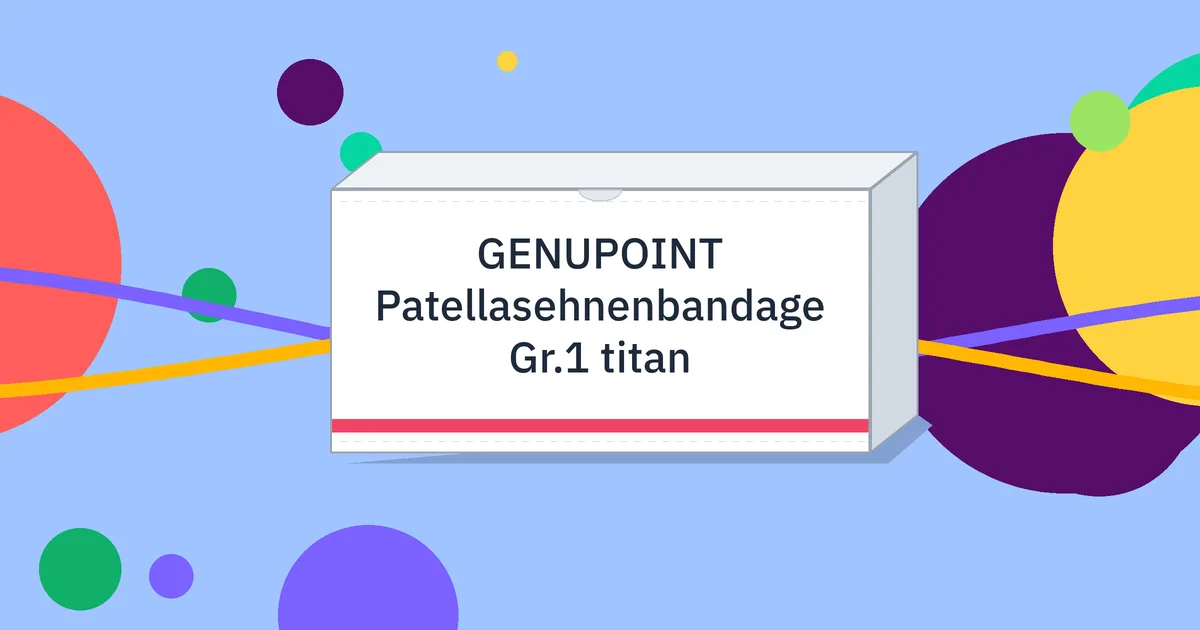 Symbolbild: Packung mit der Aufschrift GENUPOINT Patellasehnenbandage Gr.1 titan (PZN 11470849) – Verfügbarkeit und Bezug in Apotheken in Frankfurt am Main