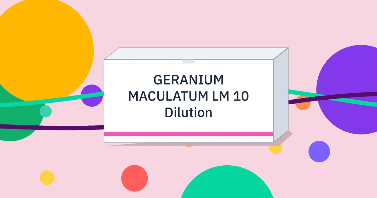 Symbolbild: Packung mit der Aufschrift GERANIUM MACULATUM LM 10 Dilution (PZN 12876654) – Verfügbarkeit und Bezug in Apotheken in Frankfurt am Main