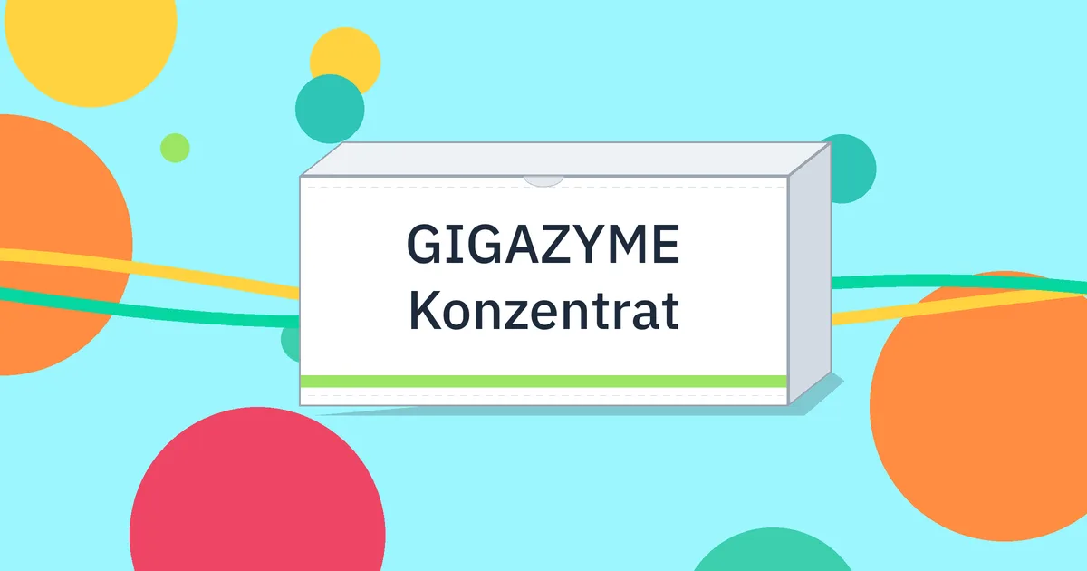 Symbolbild: Packung mit der Aufschrift GIGAZYME Konzentrat (PZN 02458884) – Verfügbarkeit und Bezug in Apotheken in Frankfurt am Main