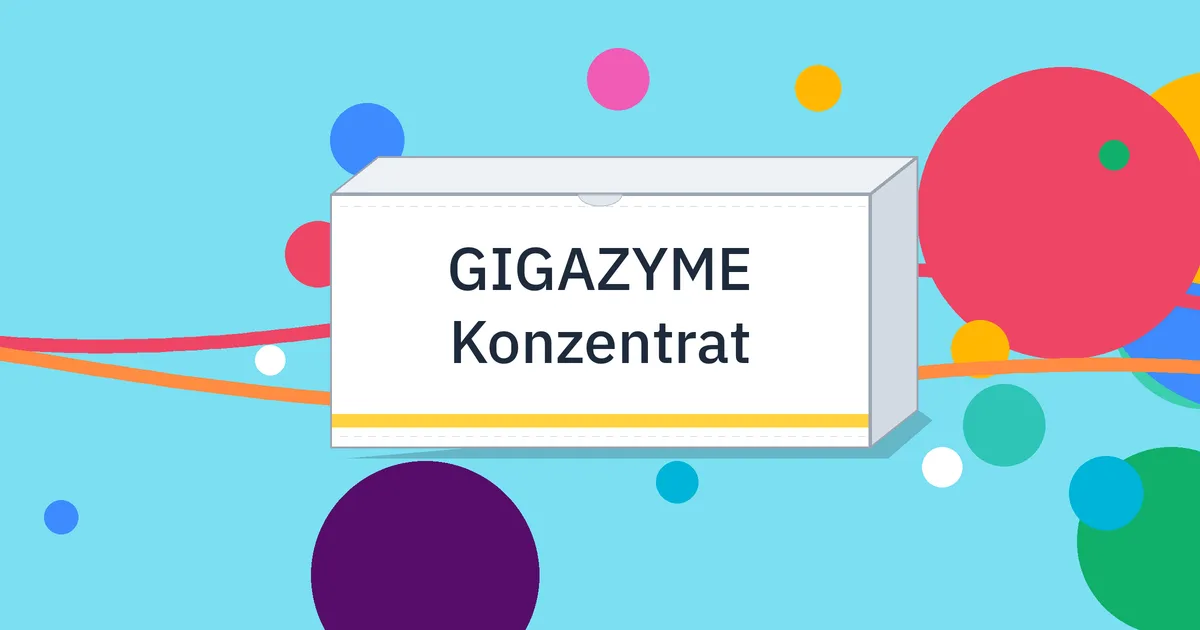 Symbolbild: Packung mit der Aufschrift GIGAZYME Konzentrat (PZN 18501211) – Verfügbarkeit und Bezug in Apotheken in Frankfurt am Main