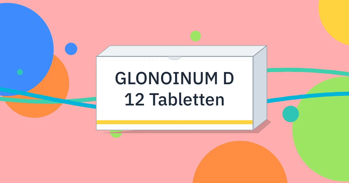 Symbolbild: Packung mit der Aufschrift GLONOINUM D 12 Tabletten (PZN 04218931) – Verfügbarkeit und Bezug in Apotheken in Frankfurt am Main