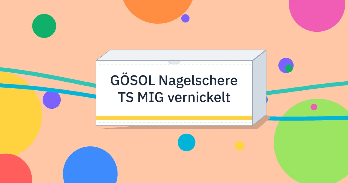 Symbolbild: Packung mit der Aufschrift GÖSOL Nagelschere TS MIG vernickelt (PZN 16774318) – Verfügbarkeit und Bezug in Apotheken in Frankfurt am Main