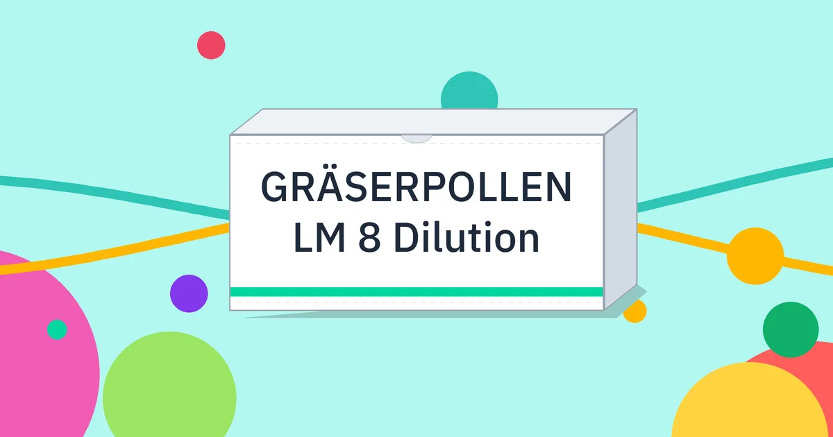 Symbolbild: Packung mit der Aufschrift GRÄSERPOLLEN LM 8 Dilution (PZN 12882092) – Verfügbarkeit und Bezug in Apotheken in Frankfurt am Main