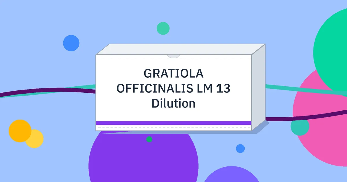Symbolbild: Packung mit der Aufschrift GRATIOLA OFFICINALIS LM 13 Dilution (PZN 13546545) – Verfügbarkeit und Bezug in Apotheken in Frankfurt am Main