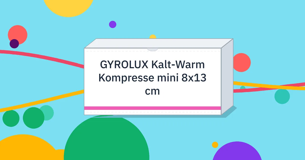Symbolbild: Packung mit der Aufschrift GYROLUX Kalt-Warm Kompresse mini 8x13 cm (PZN 04887282) – Verfügbarkeit und Bezug in Apotheken in Frankfurt am Main