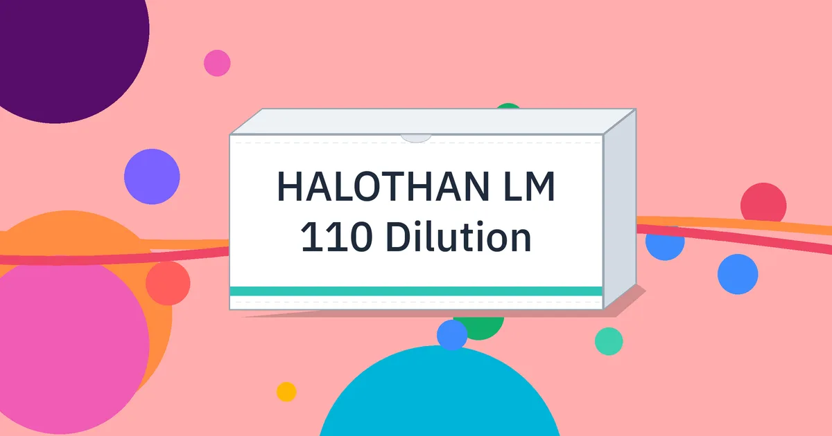Symbolbild: Packung mit der Aufschrift HALOTHAN LM 110 Dilution (PZN 12884263) – Verfügbarkeit und Bezug in Apotheken in Frankfurt am Main