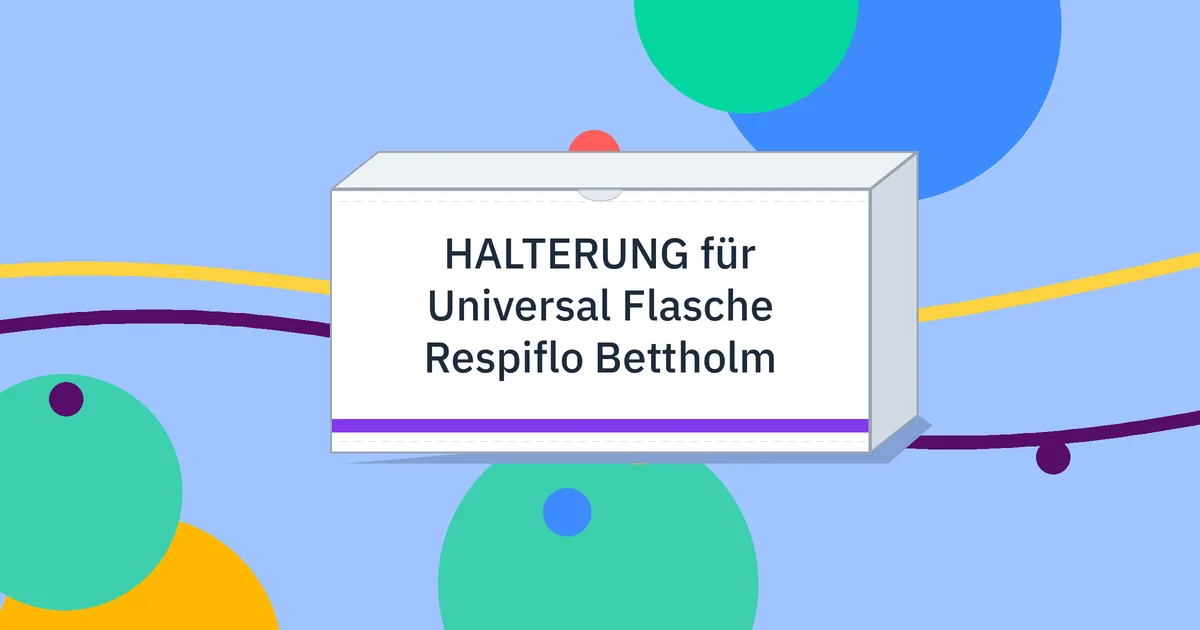Symbolbild: Packung mit der Aufschrift HALTERUNG für Universal Flasche Respiflo Bettholm (PZN 00508023) – Verfügbarkeit und Bezug in Apotheken in Frankfurt am Main