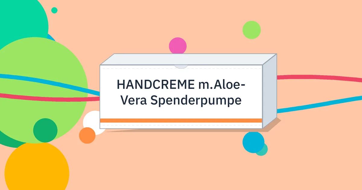 Symbolbild: Packung mit der Aufschrift HANDCREME m.Aloe-Vera Spenderpumpe (PZN 16687430) – Verfügbarkeit und Bezug in Apotheken in Frankfurt am Main