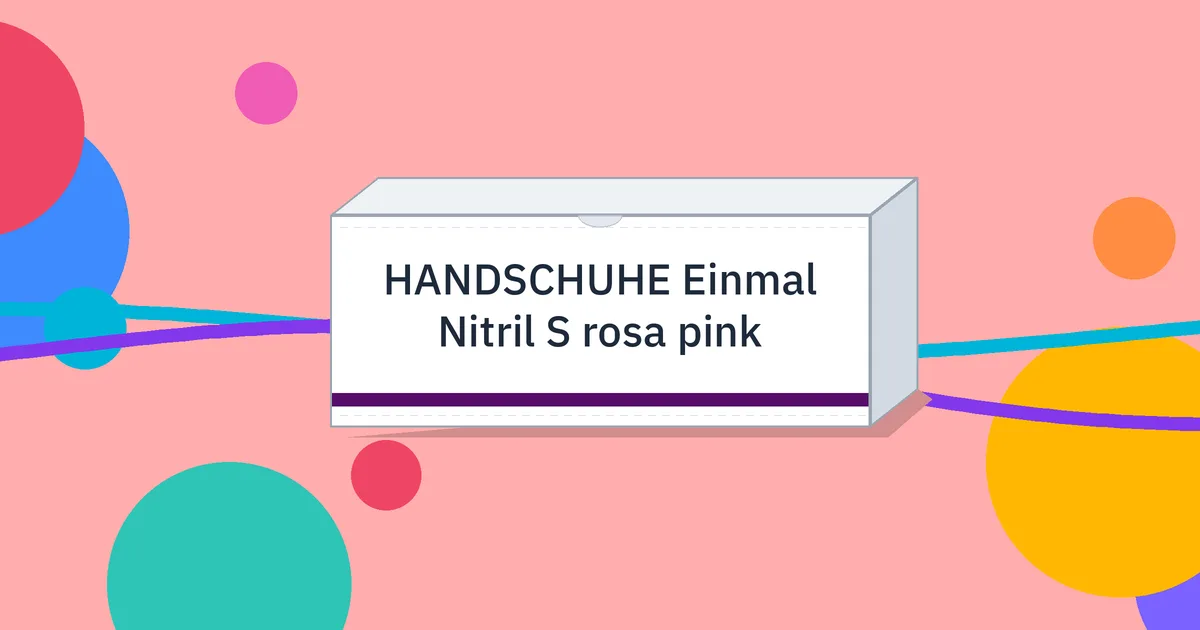 Symbolbild: Packung mit der Aufschrift HANDSCHUHE Einmal Nitril S rosa pink (PZN 14046431) – Verfügbarkeit und Bezug in Apotheken in Frankfurt am Main