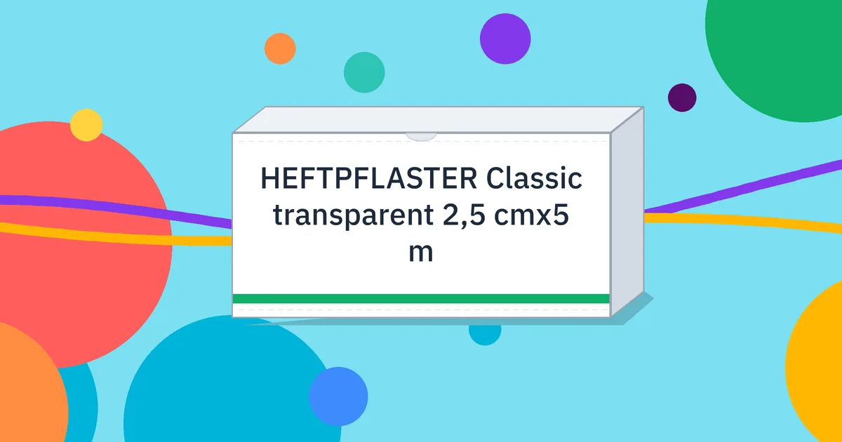 Symbolbild: Packung mit der Aufschrift HEFTPFLASTER Classic transparent 2,5 cmx5 m (PZN 16500816) – Verfügbarkeit und Bezug in Apotheken in Frankfurt am Main